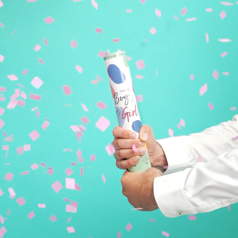 Cañón Boy or Girl? confetti rosa / 30 cm. – La Fiesta de Olivia