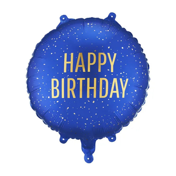 Globo foil redondo Happy Birthday Azul – La Fiesta de Olivia
