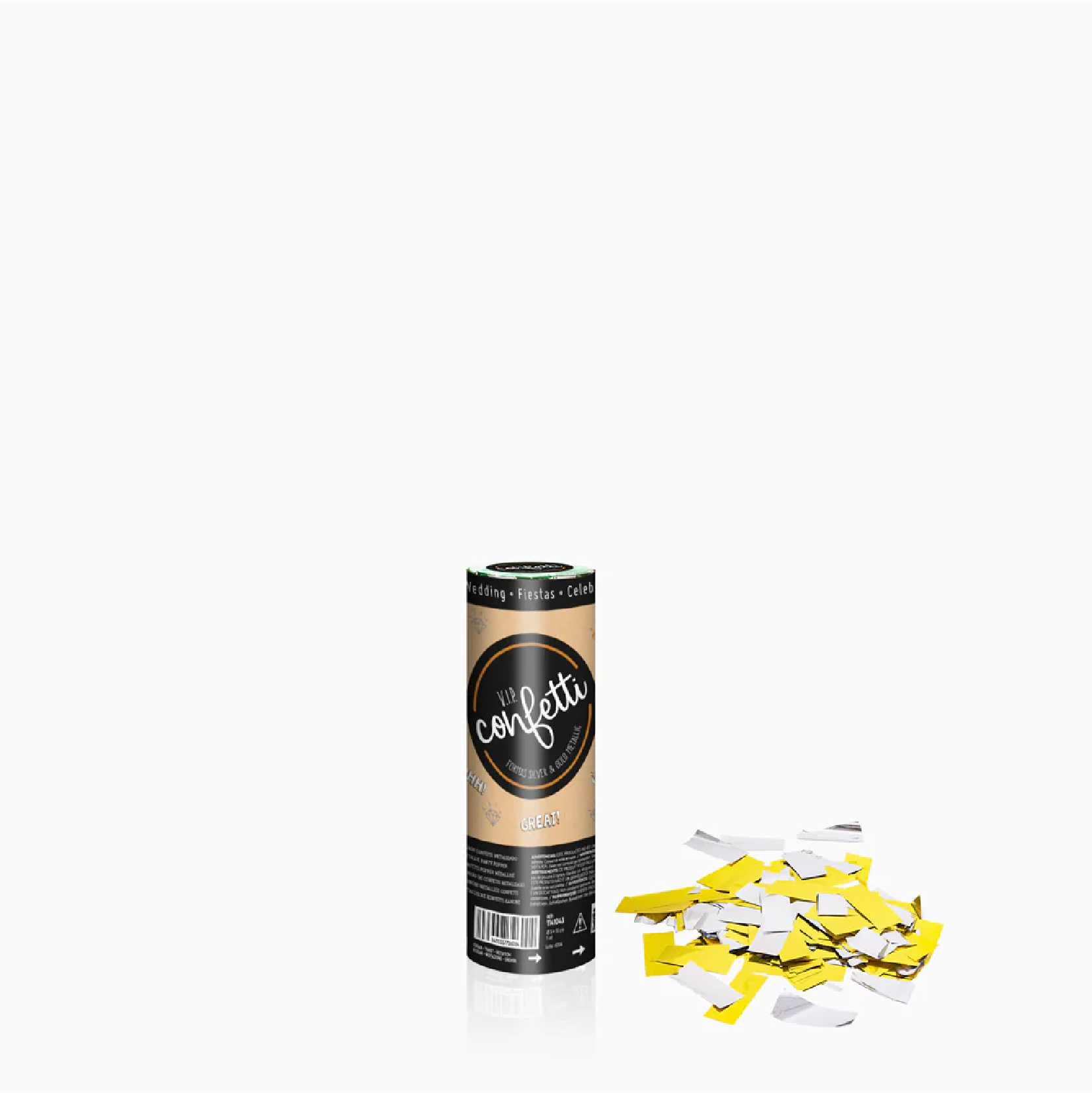 Mini cañón ECO confetti dorado – La Fiesta de Olivia