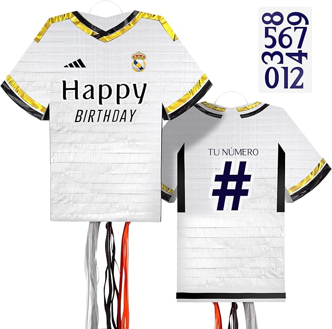 Piñata XL personalizable Fútbol camiseta Real Madrid – La Fiesta de Olivia