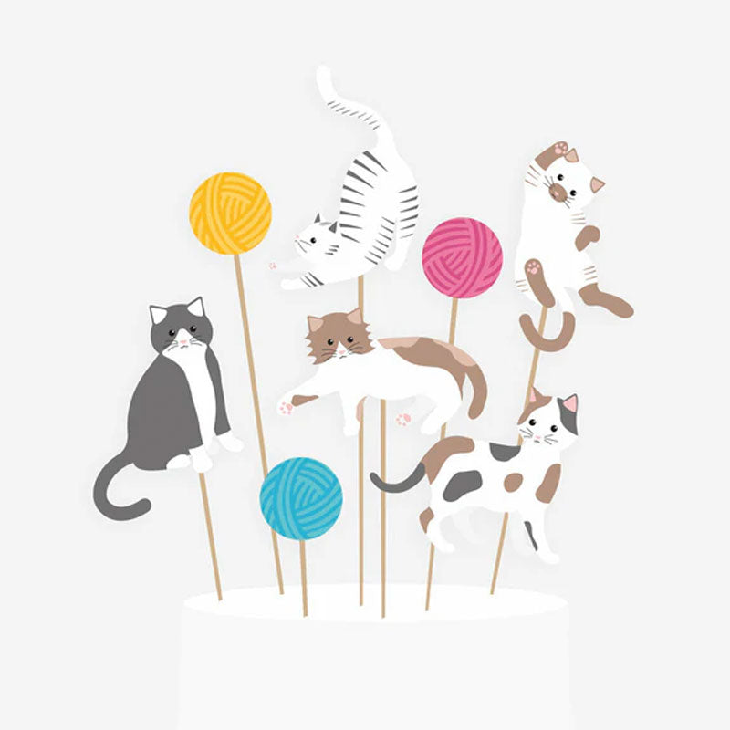Topper para pastel Gatos / 8 uds. – La Fiesta de Olivia