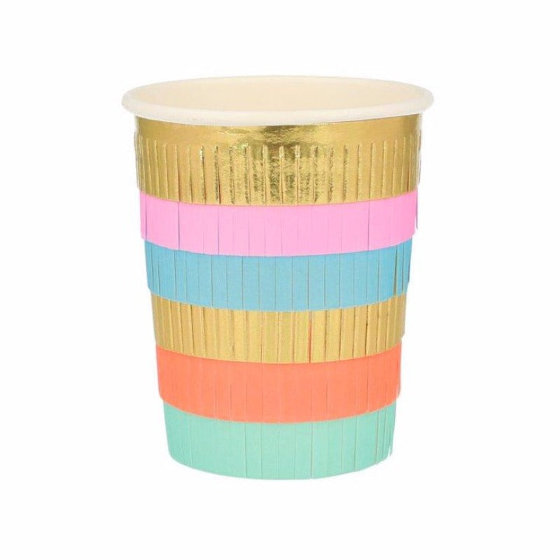 Circus glass with colored fringes / 8 units. – La Fiesta de Olivia