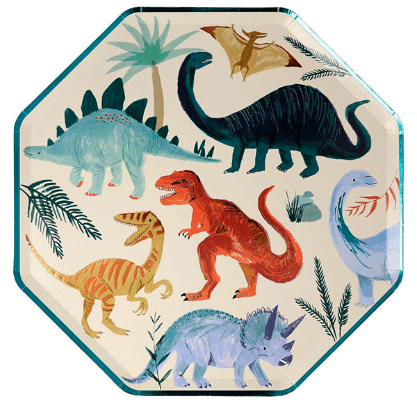 Plato dinosaurio vintage / 8 uds. – La Fiesta de Olivia